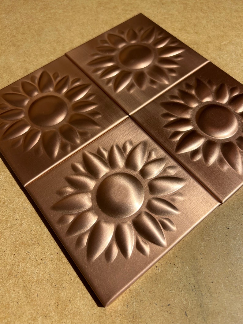 Sunflower Copper Tile Backsplash, Handmade Flower Copper Wall Decor - Etsy
