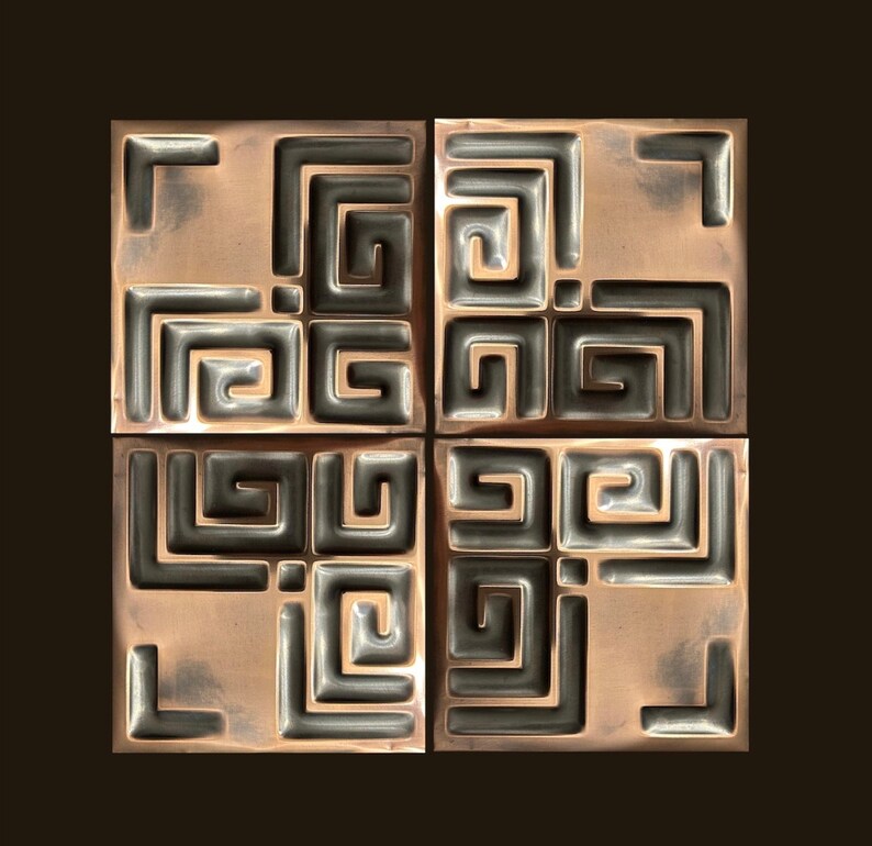 Greek Key Copper Tile Backsplash, Custom Copper Tile Wall Decor, Set of ...