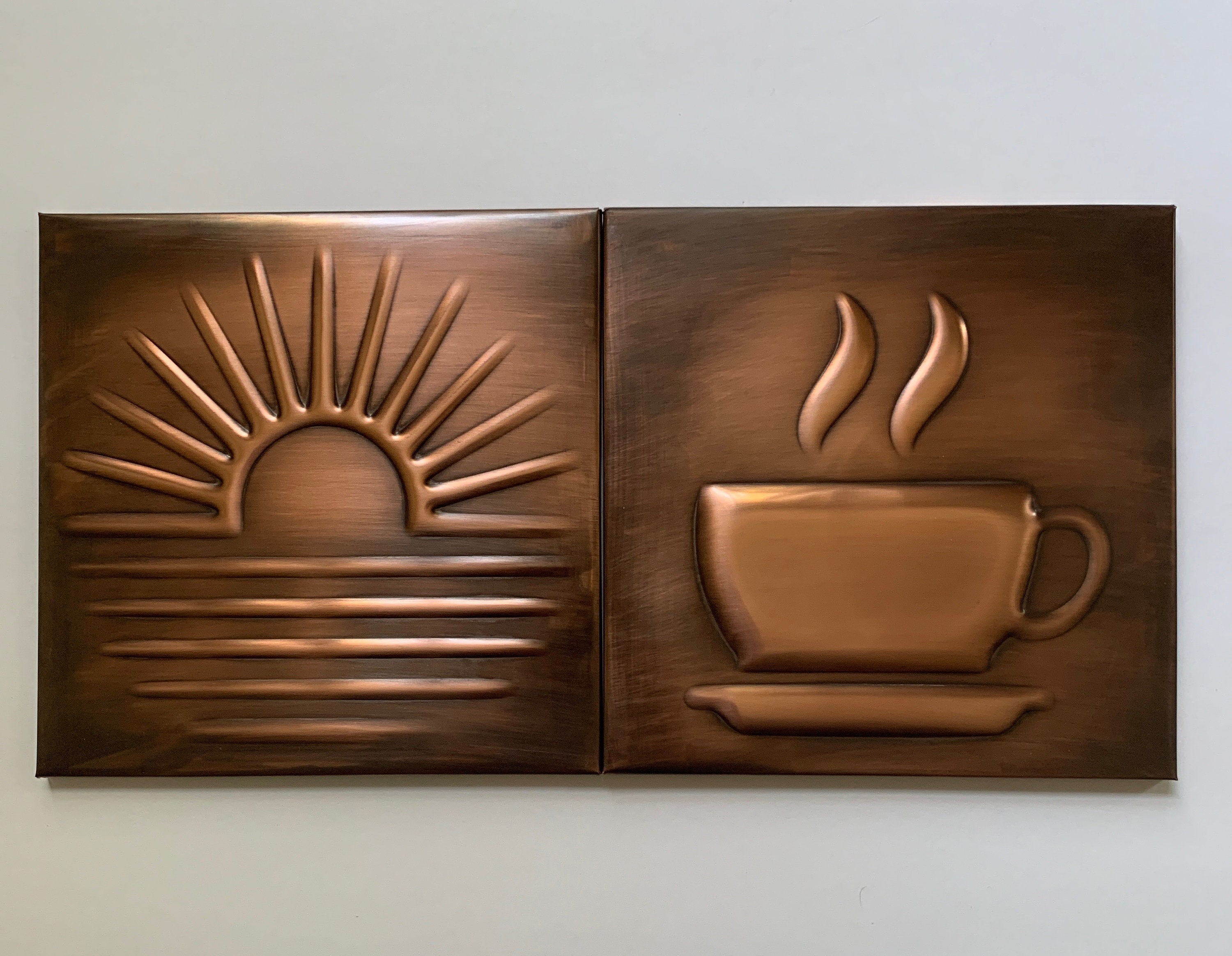 Coffee Cup Copper Tile Backsplash, Coffee Lovers Wall Decor - Etsy