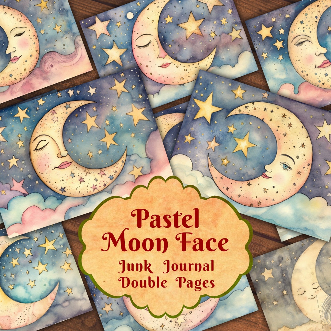 Pastel Moon Junk Journal Pages – Celestial Ephemera (digital Download ...
