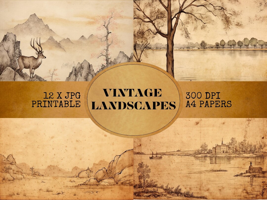 Vintage Landscapes Junk Journal Kit Digital Download Printable Eagles ...