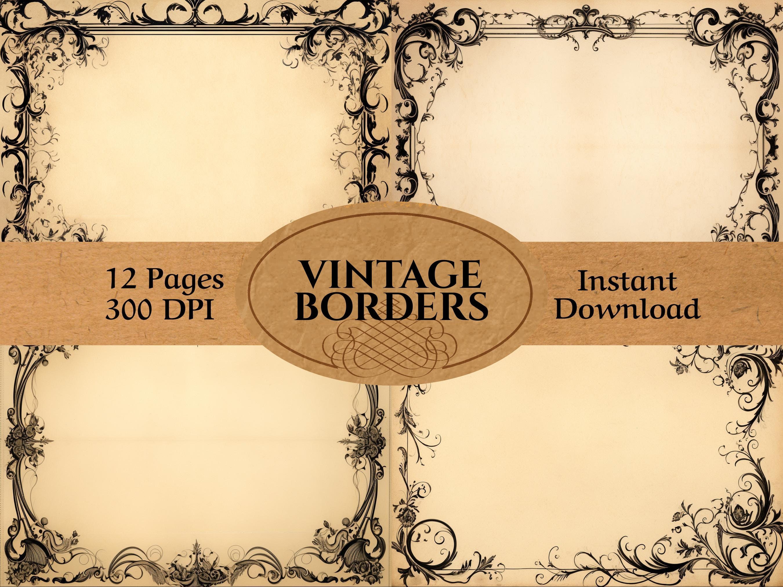Basic Vintage Border Junk Journal Pages 12 Double Printable Bordered ...