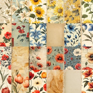 35 Floral Junk Journal Pages - Vintage Flower Illustration Junk Journal ...