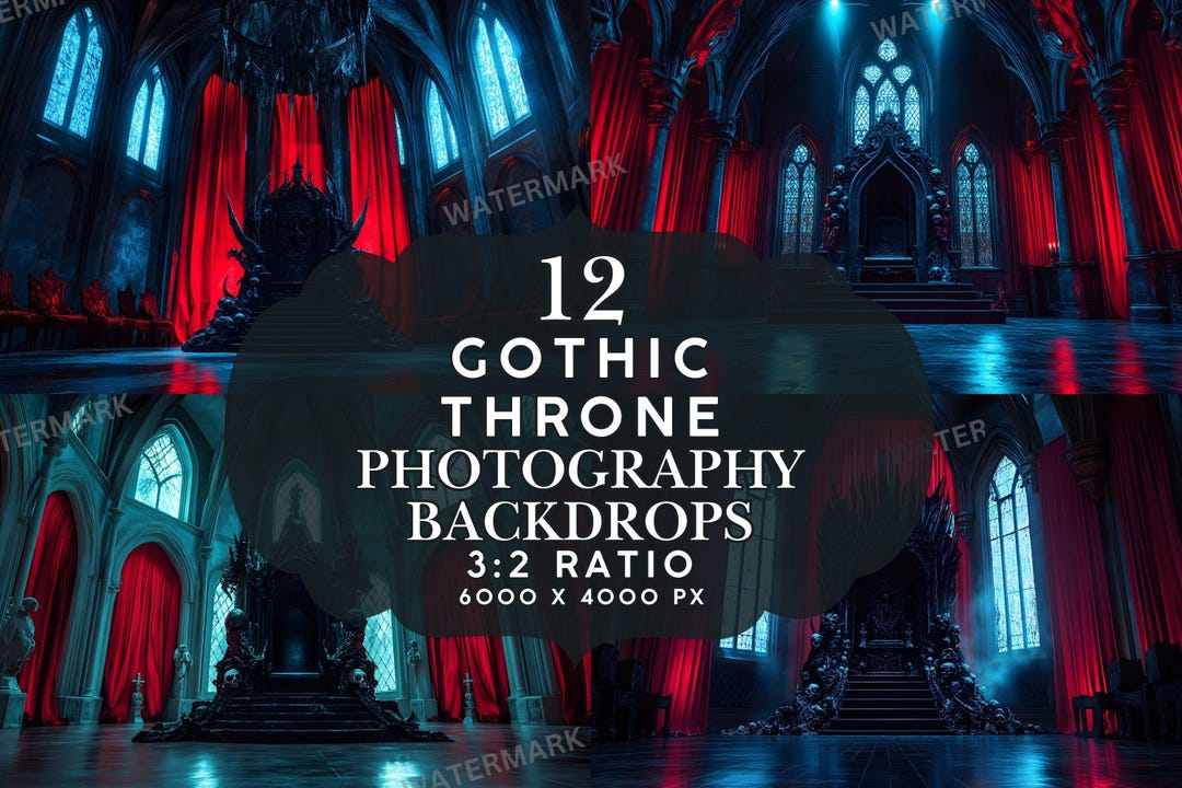 Gothic Throne Backdrops - 12 High-resolution PNG Designs 6000x4000px ...