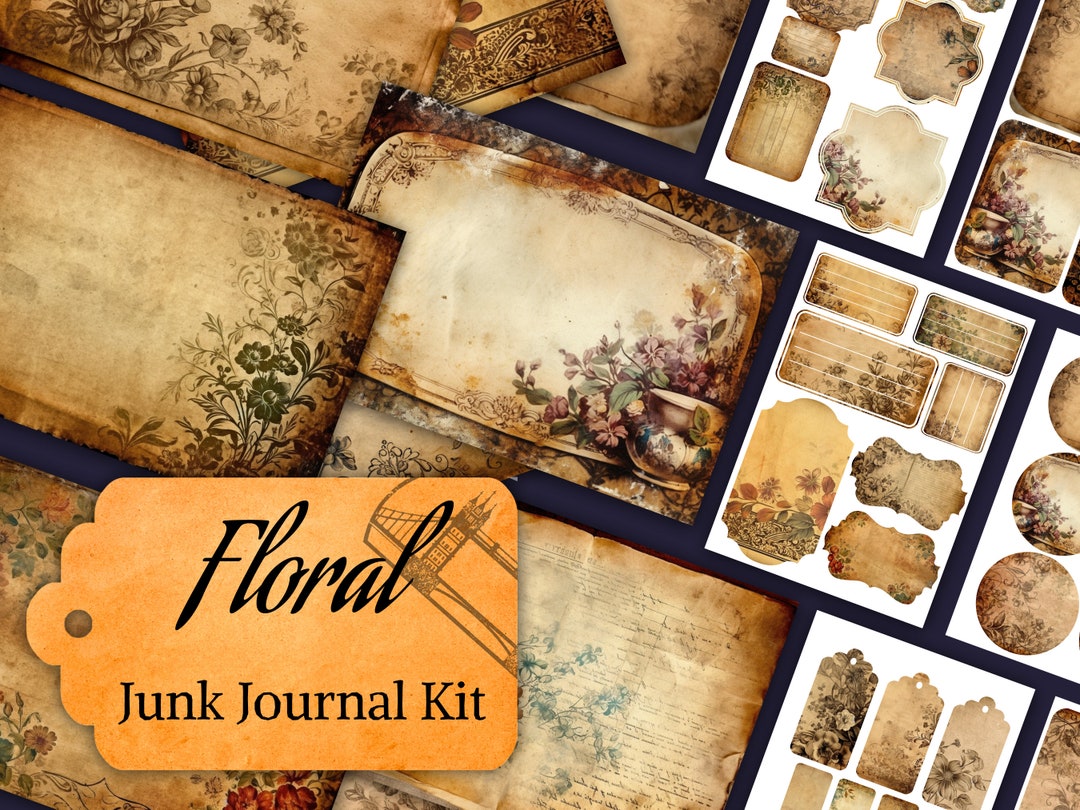 40 Floral Journal Pages, Junk Journal Basic Papers, Printable Vintage ...