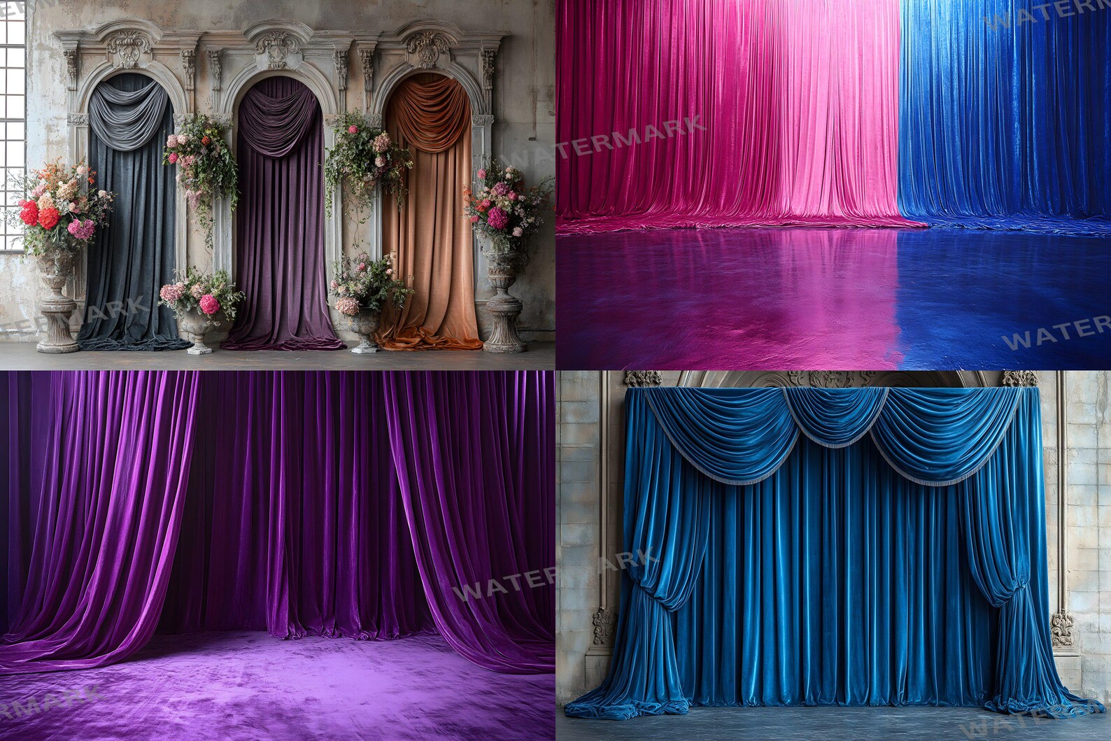 Velvet Curtain Digital Backdrop | 40 Opulent Photography Backgrounds ...