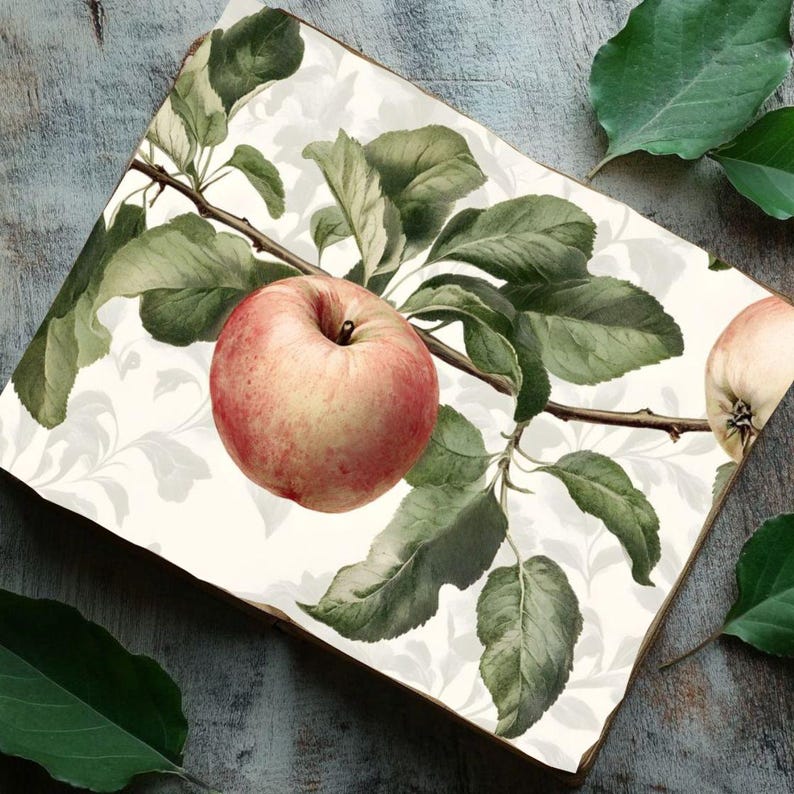 Vintage Apple Print Papers – Autumn Scrapbooking, Junk Journals ...