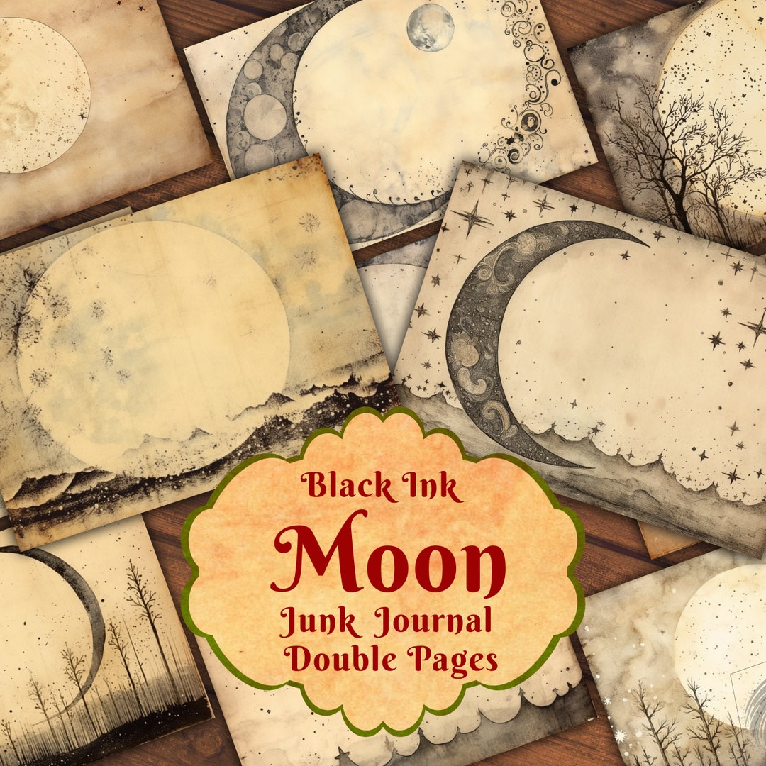 Moon Junk Journal Pages - Double Pages - Digital Download - Printable ...