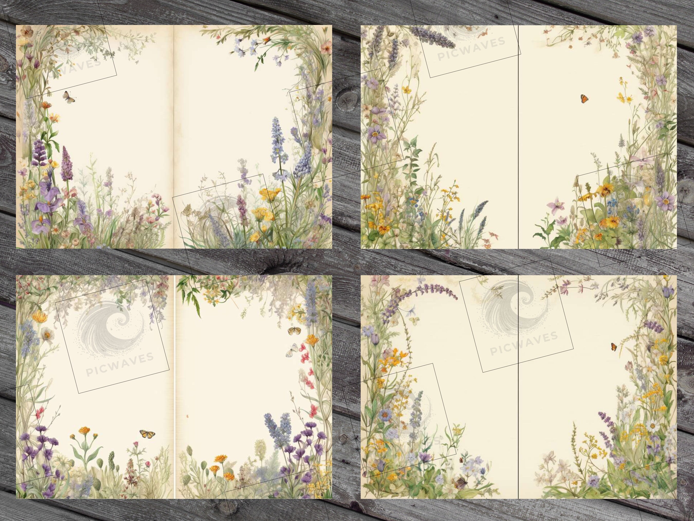 Wildflower Blank Lined Journal Pages Flower Junk Journal Pages Digital ...