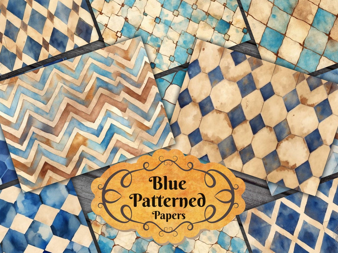 Blue Patterned Papers, Textures, Digital Papers, Printable, Digital ...