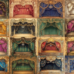 Baroque Theater Printable Papers | Vintage Theater Digital Backgrounds ...