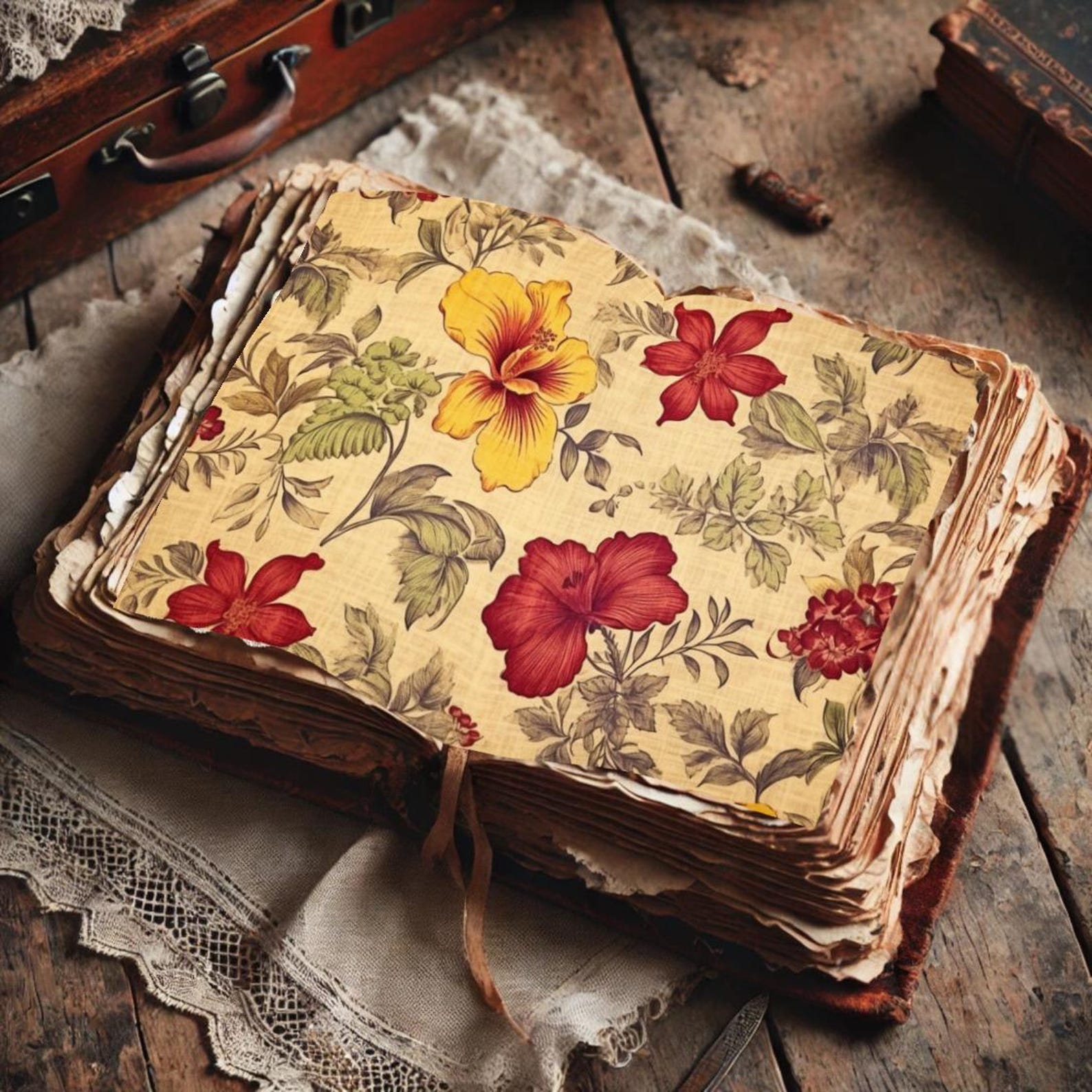 Hibiscus Flower Collage Sheets - Tropical Junk Journal Ephemera for ...