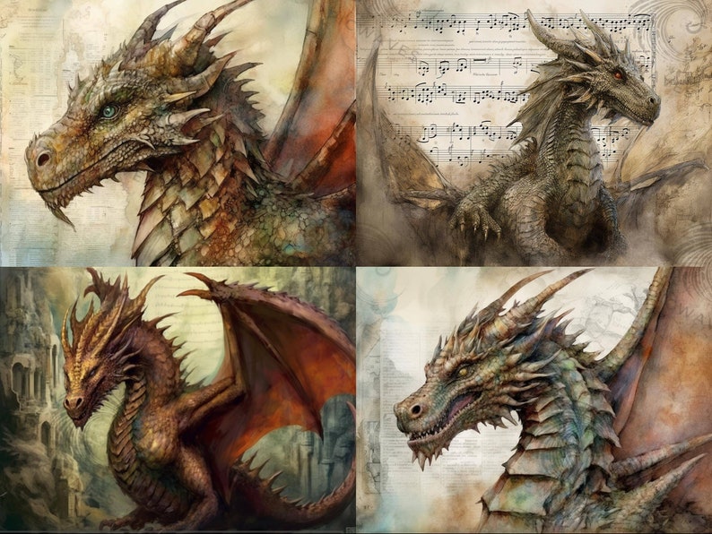 Dragon Junk Journal Pages, Dragon Junk Journal, 12 Dragons Printable ...