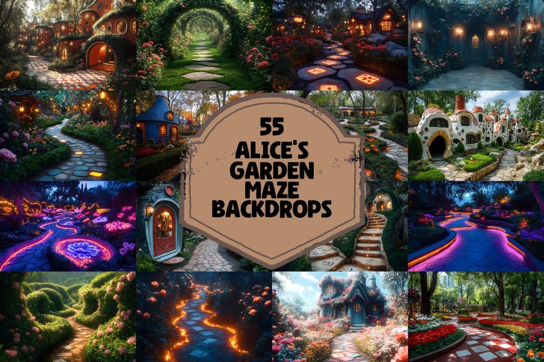 55 Alice’s Garden Maze Backdrops - Fantasy Wonderland Digital ...