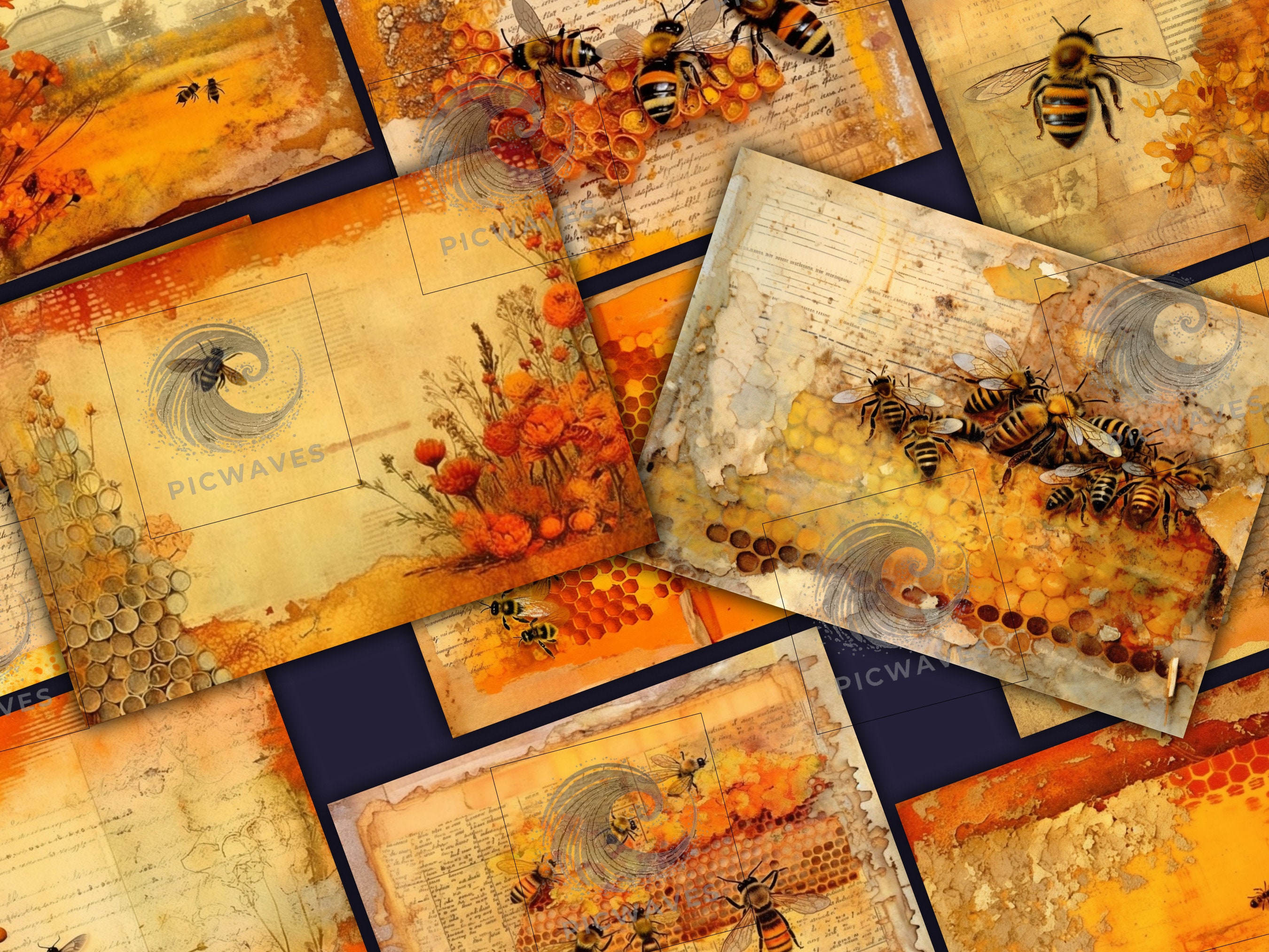 Bee Junk Journal Kit & Ephemera, Vintage Bee Journal Pages, Flower Junk ...