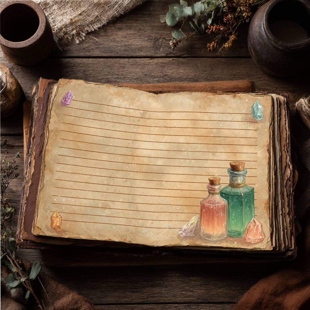 Vintage Lined Apothecary Journal Pages, Witchcraft Grimoire Paper ...