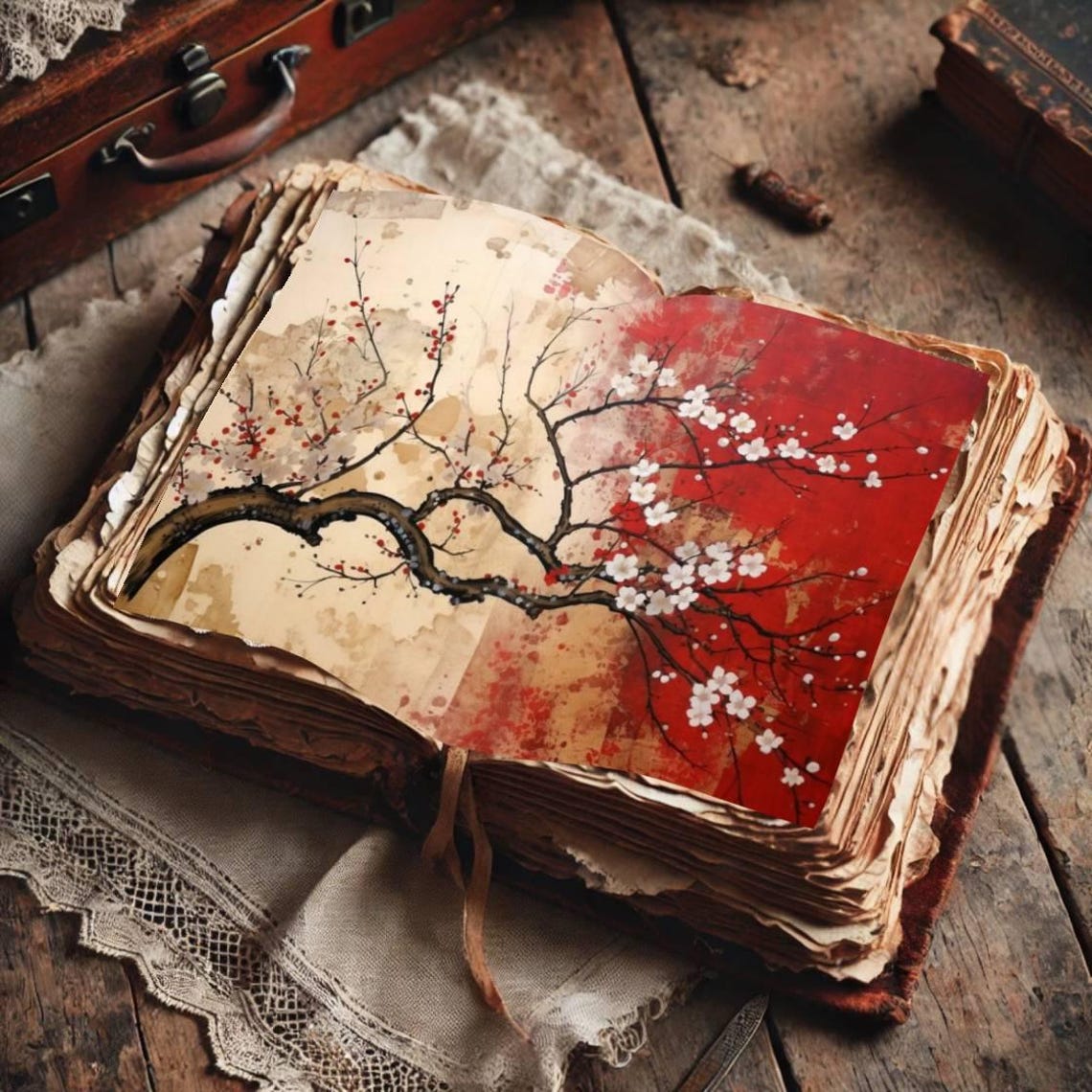 Cherry Blossoms Junk Journal Papers - Spring Floral Printable Ephemera ...