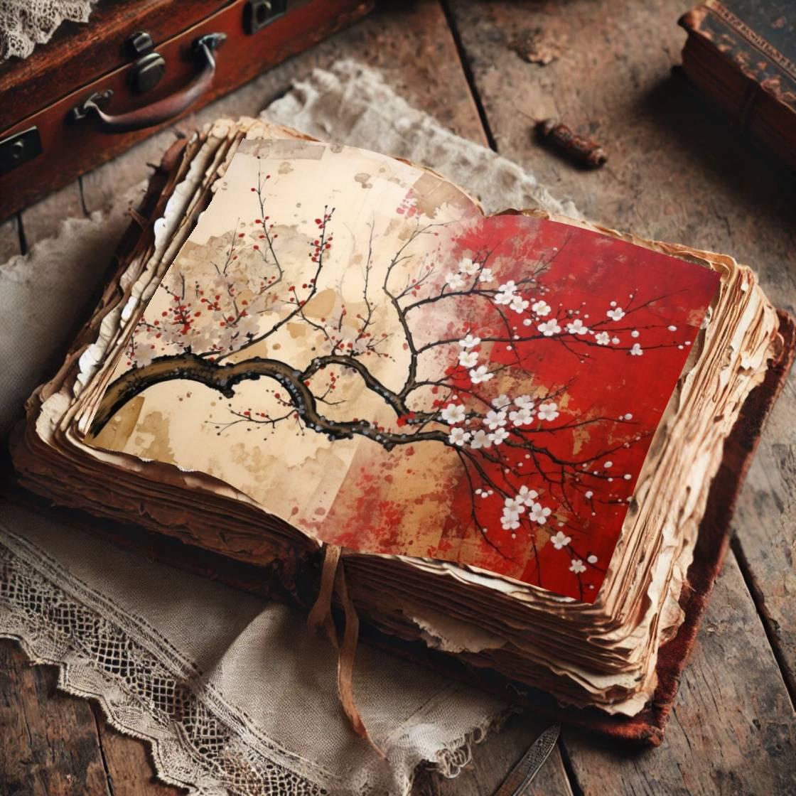 Cherry Blossoms Junk Journal Papers - Spring Floral Printable Ephemera ...