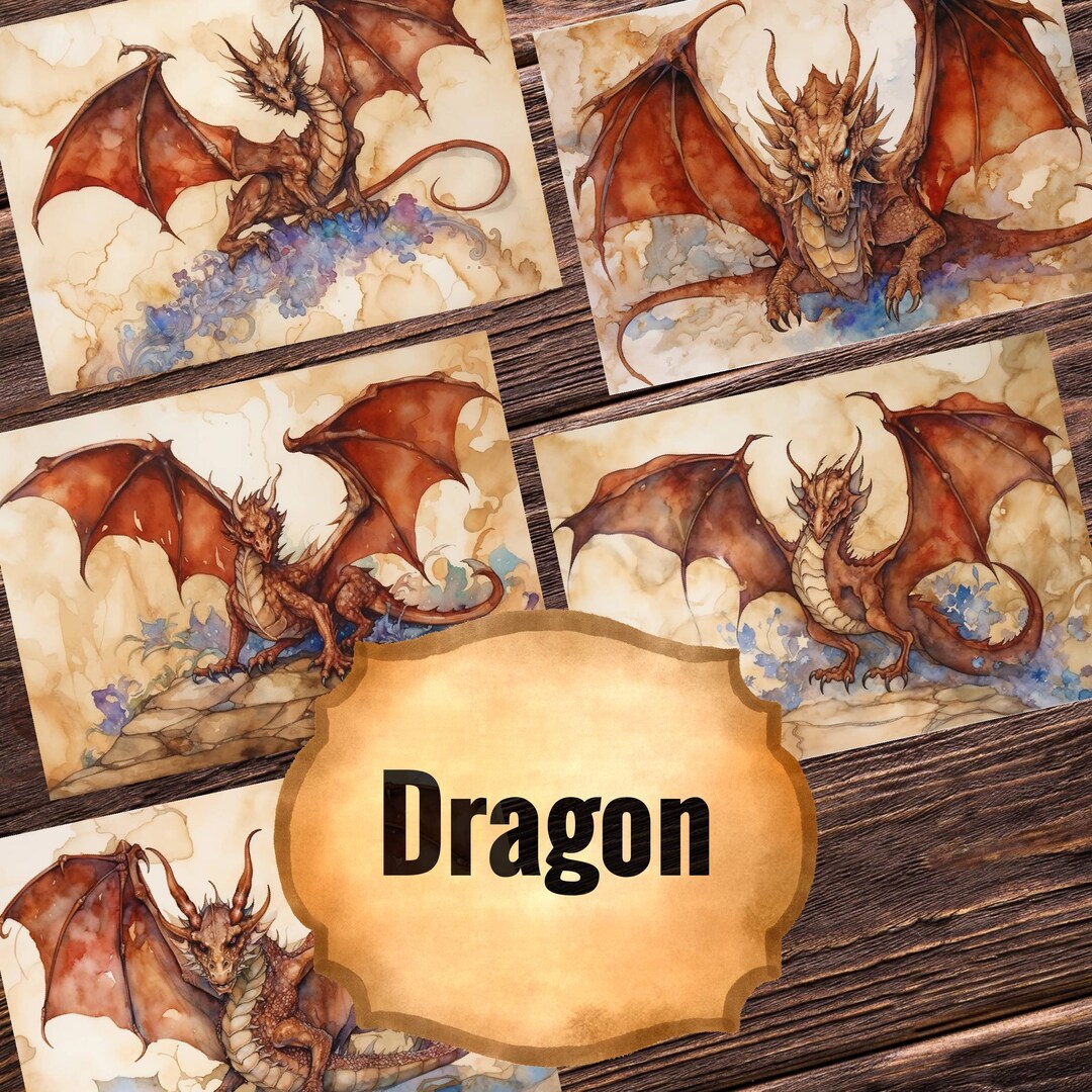 Dragon Junk Journal Papers Printable Journal Pages Dragon Ephemera ...