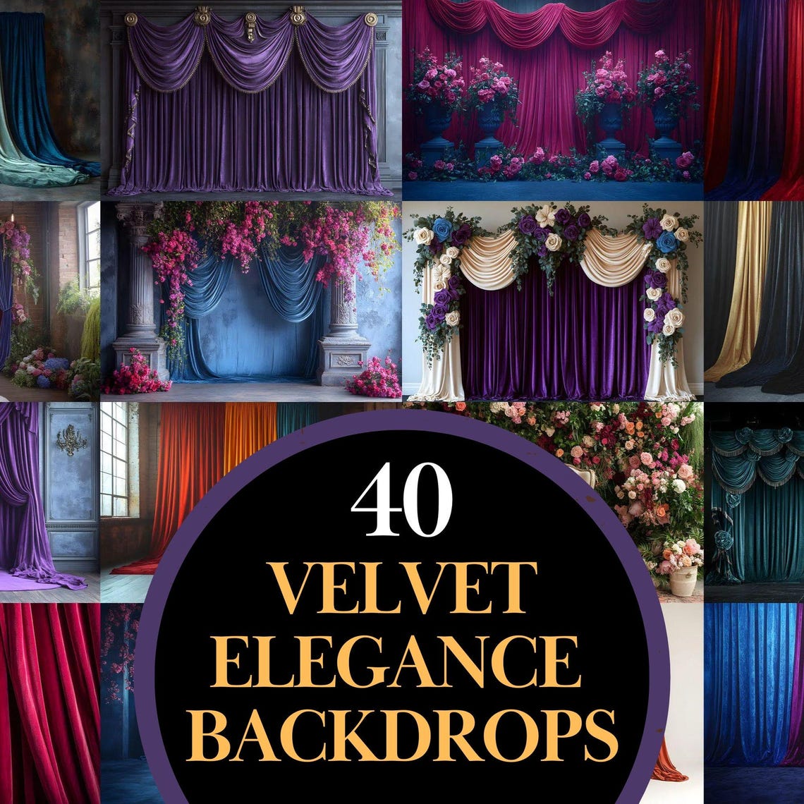 Velvet Curtain Digital Backdrop | 40 Opulent Photography Backgrounds ...