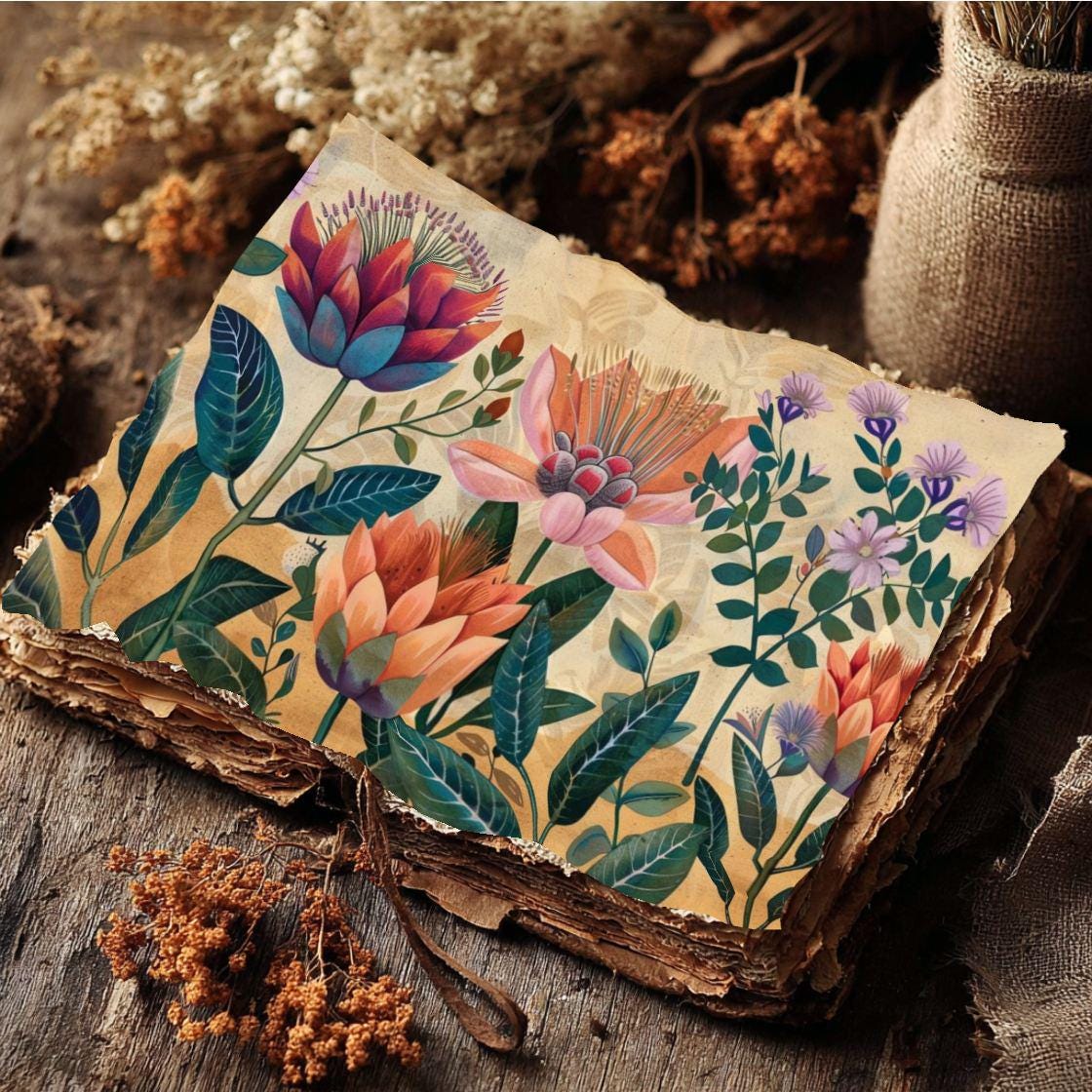 Floral Scrapbook Kit Printable Botanical Papers for Nature Inspired ...