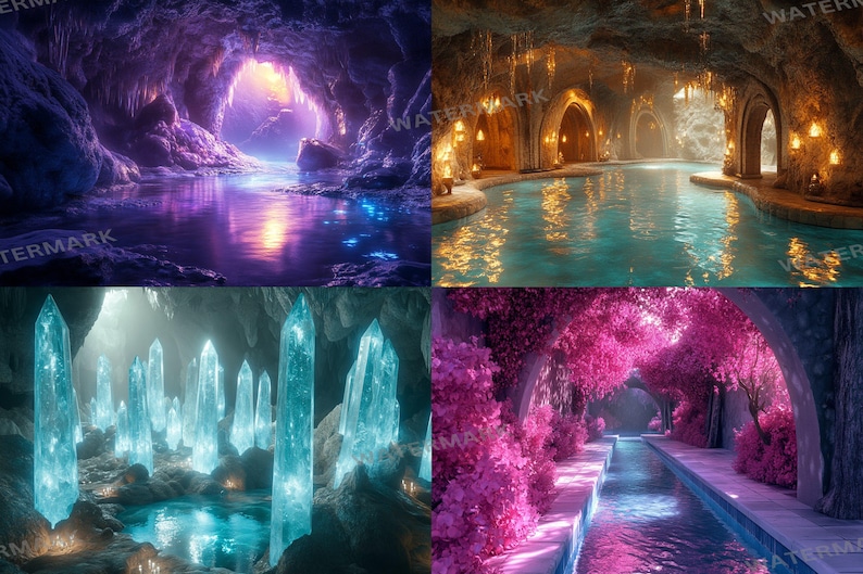 50 Crystal Cave Streaming Background, 16:9 Ratio. Sparkling Crystals ...