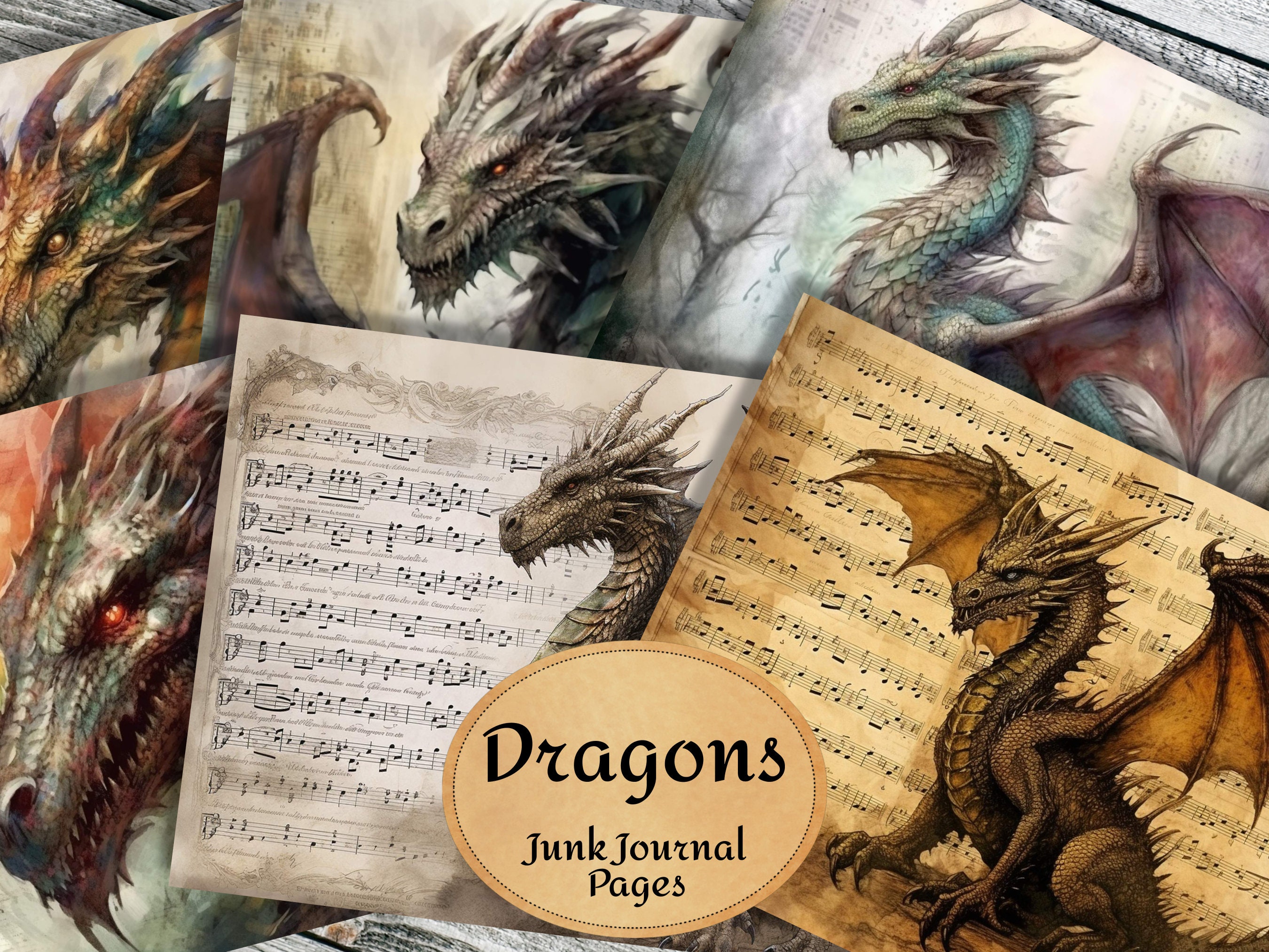 Dragon Junk Journal Pages, Dragon Junk Journal, 12 Dragons Printable ...