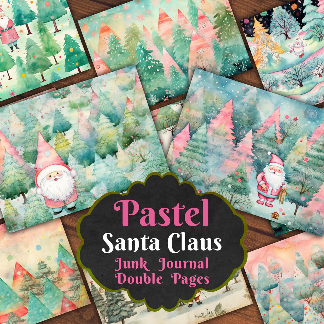 Christmas Santa Papers 12 Pages Junk Journal Kit, Festive Journal ...