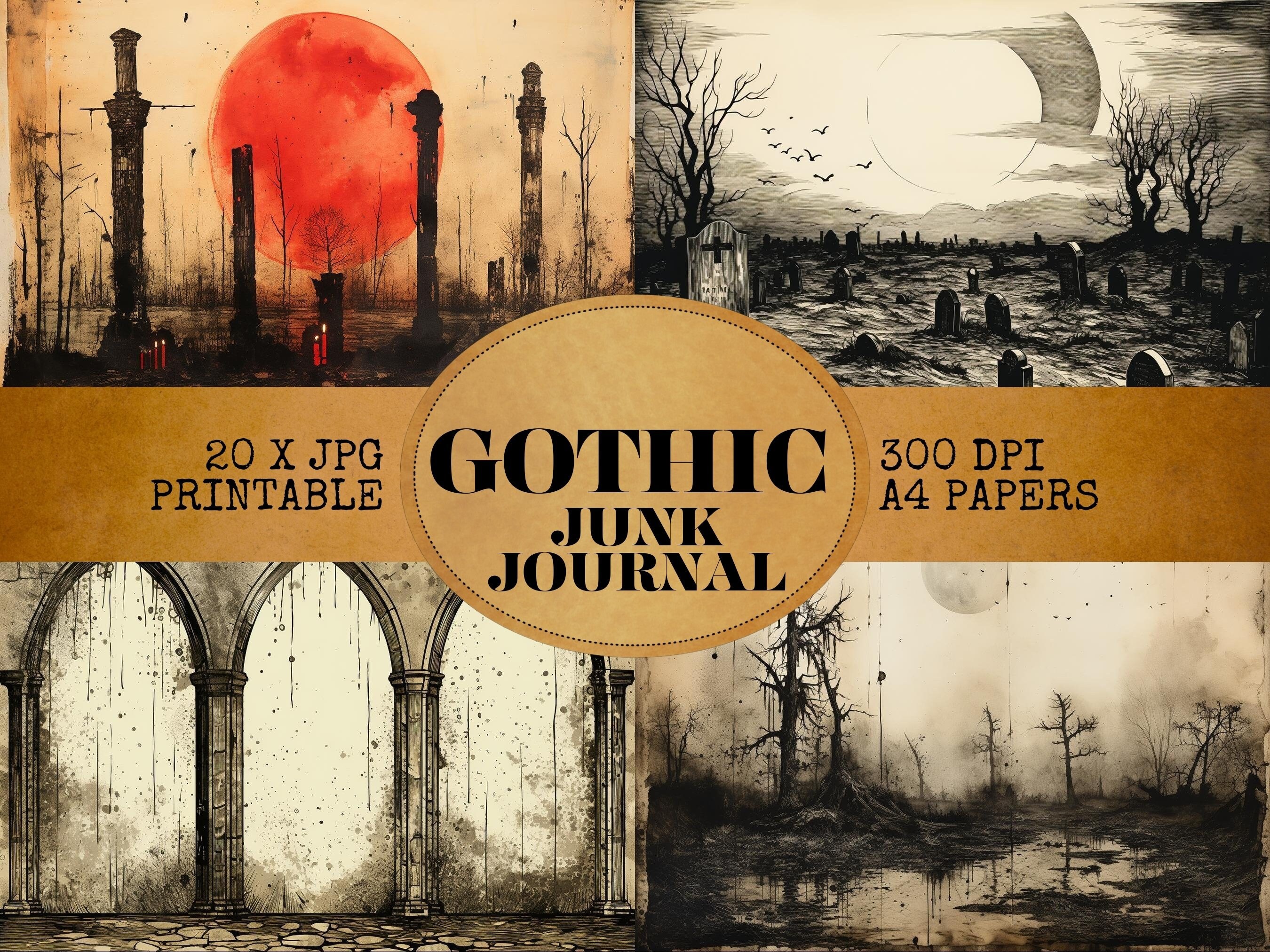 Gothic Junk Journal Pages 20 Printable Pages Ephemera - Etsy