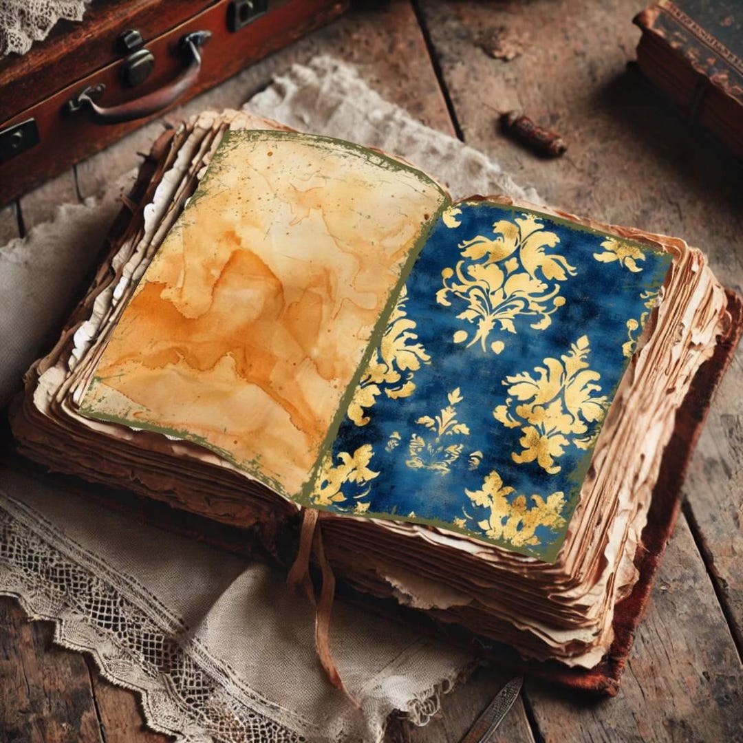 Aged Damask Junk Journal Kit - Digital Printable Paper Download ...