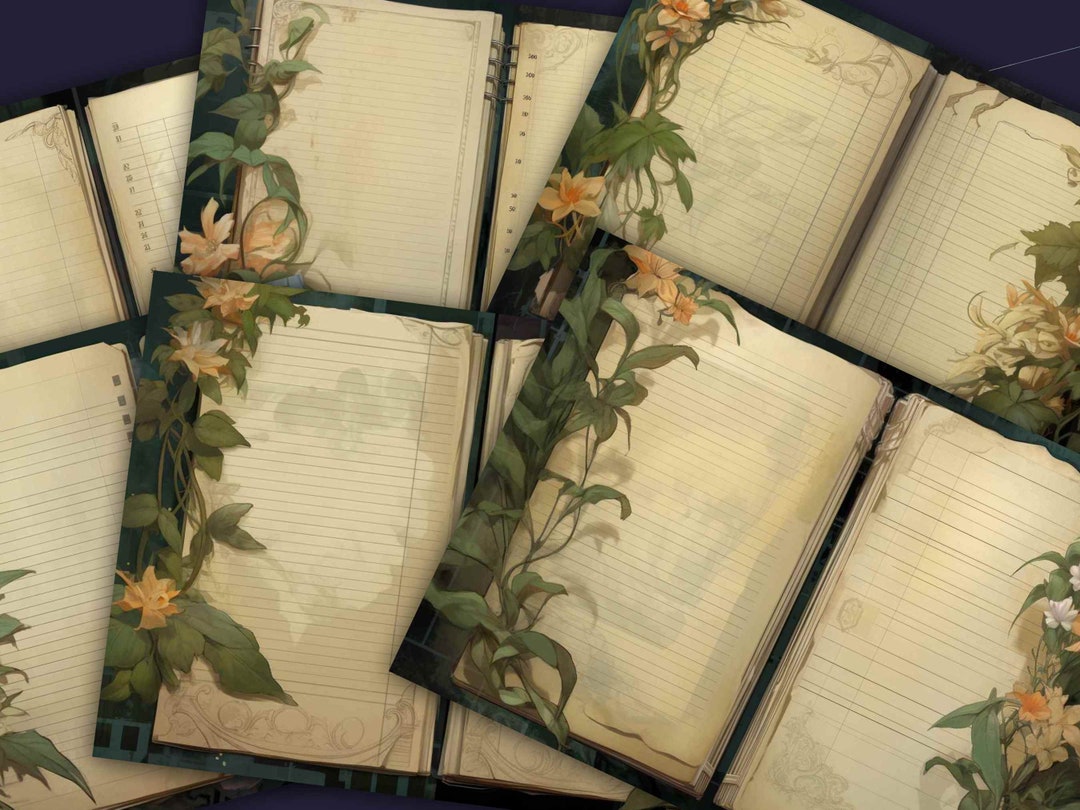 Leafy Green Blank Journal Pages Flower Junk Journal Pages, Digital ...