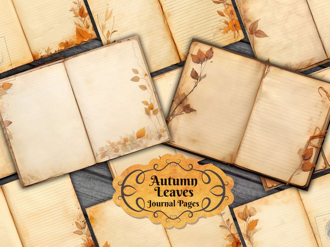 Leafy Autumn Blank Lined Journal Pages - Autumn Junk Journal Pages ...
