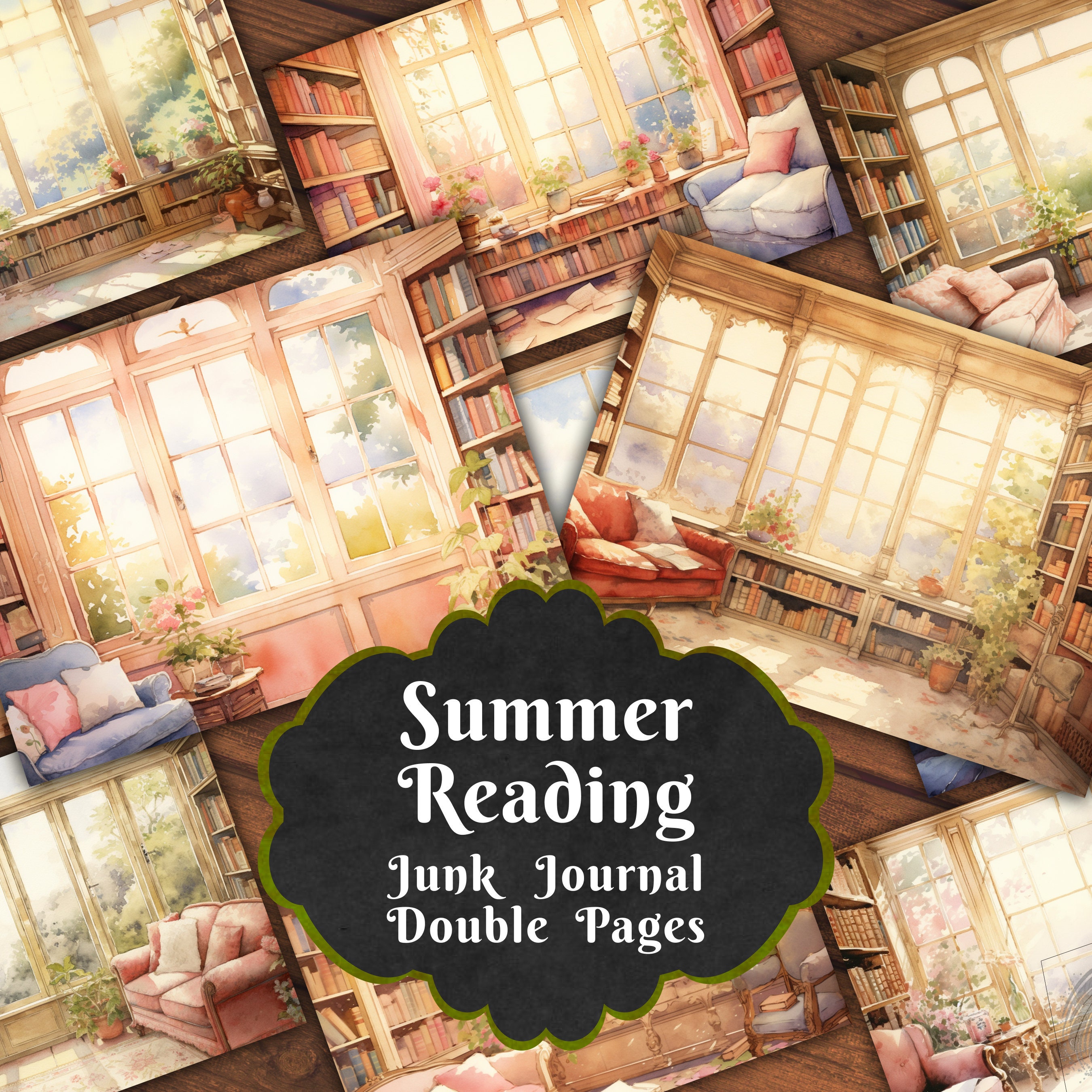 Reading Room Books Junk Journal Pages - Book and Reading Printable ...