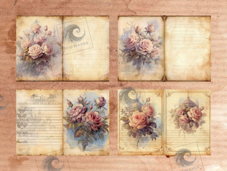 Pink Rose Junk Journal Pages 25 Pink Rose Gothic Papers Printable Pink