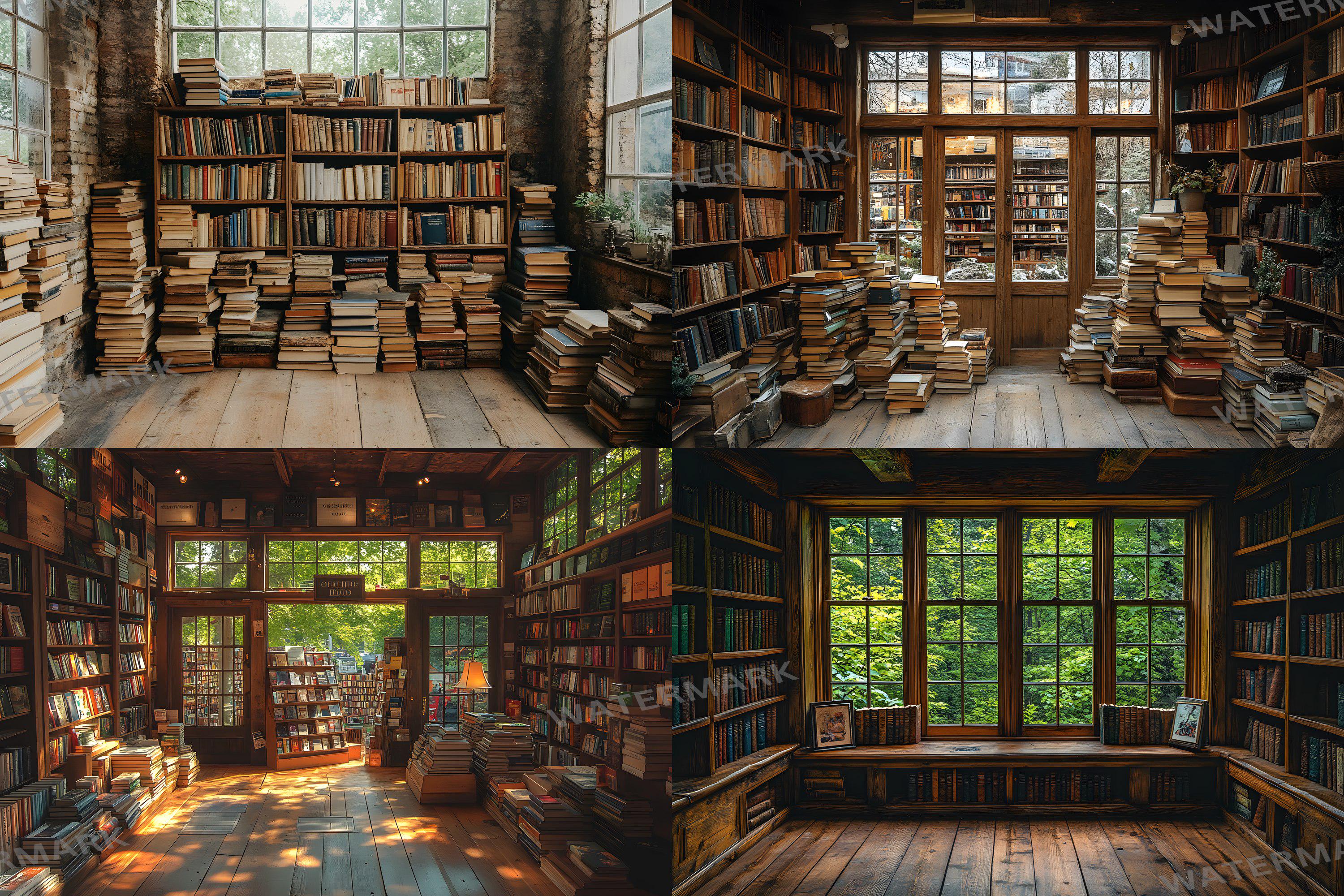 Vintage Bookstore Backdrops | Cozy Reading Nook | Digital Library ...