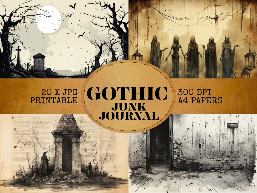 Junk Journal Gothic Junk Journal Pages 20 Gothic Printable Double Pages ...