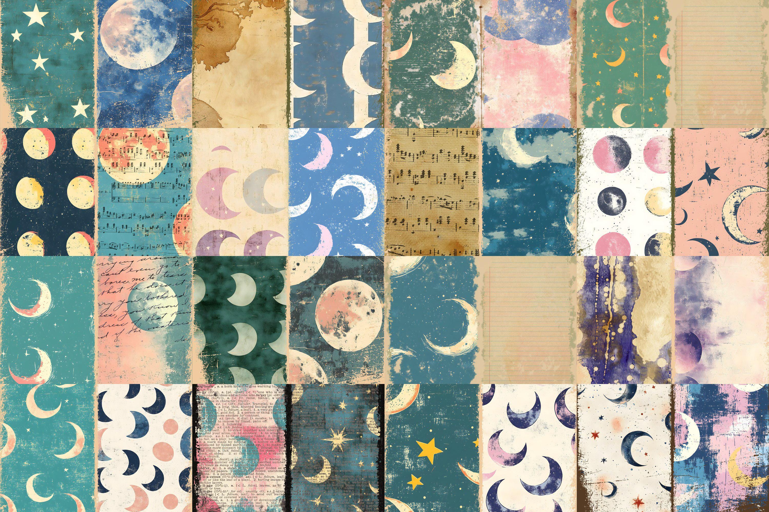 Vintage Celestial Junk Journal Kit – Moon & Stars Printable Ephemera ...