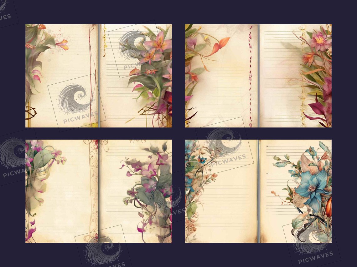 20 Floral Blank Vintage Junk Journal Pages Flower Vintage - Etsy