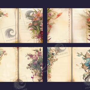 20 Floral Blank Vintage Junk Journal Pages Flower Vintage Junk Journal ...