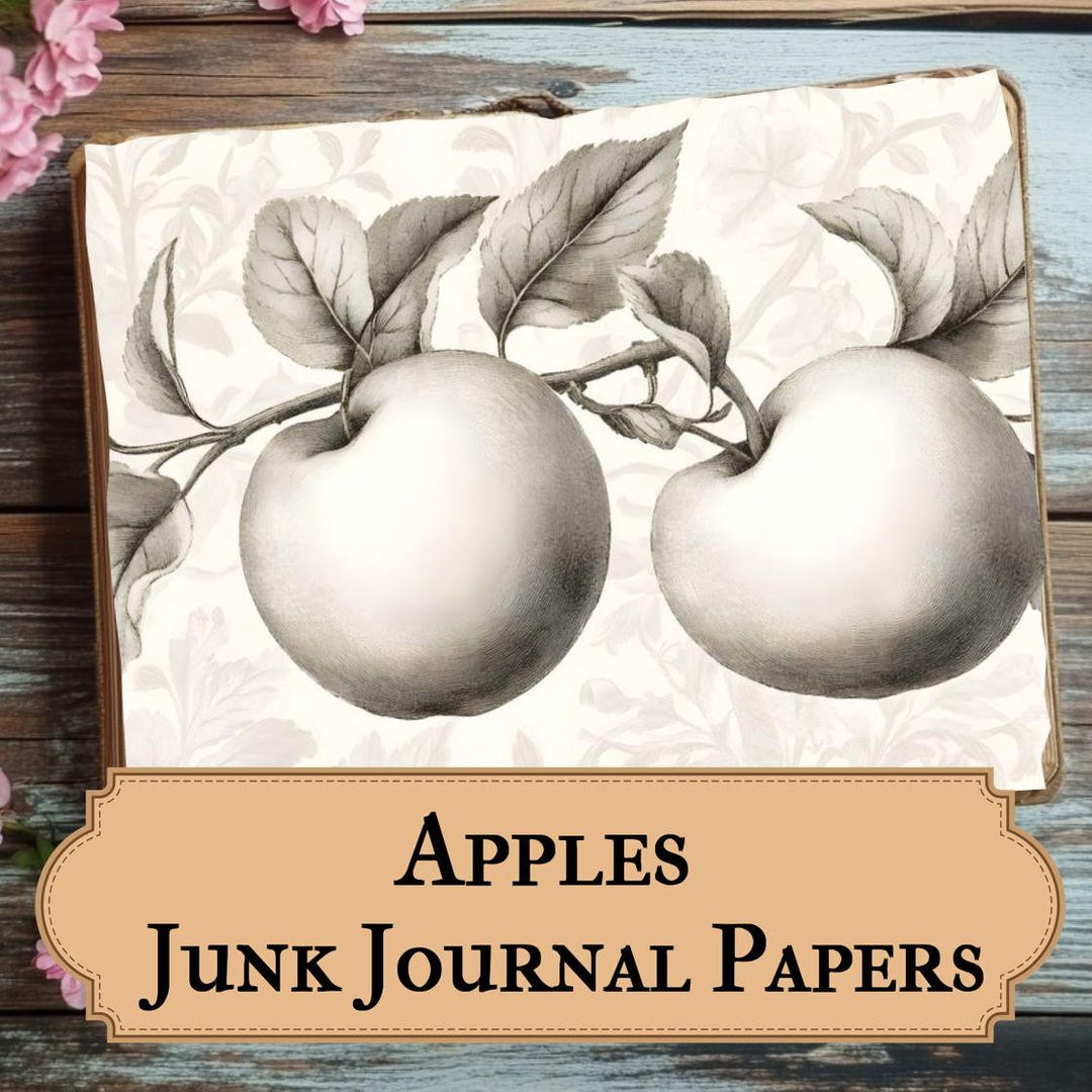 Vintage Apple Print Papers – Autumn Scrapbooking, Junk Journals ...