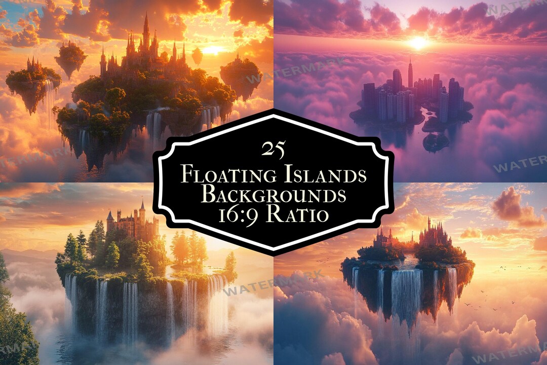Floating Islands Backdrop - Fantasy Background, Surreal Overlay, Dreamy ...