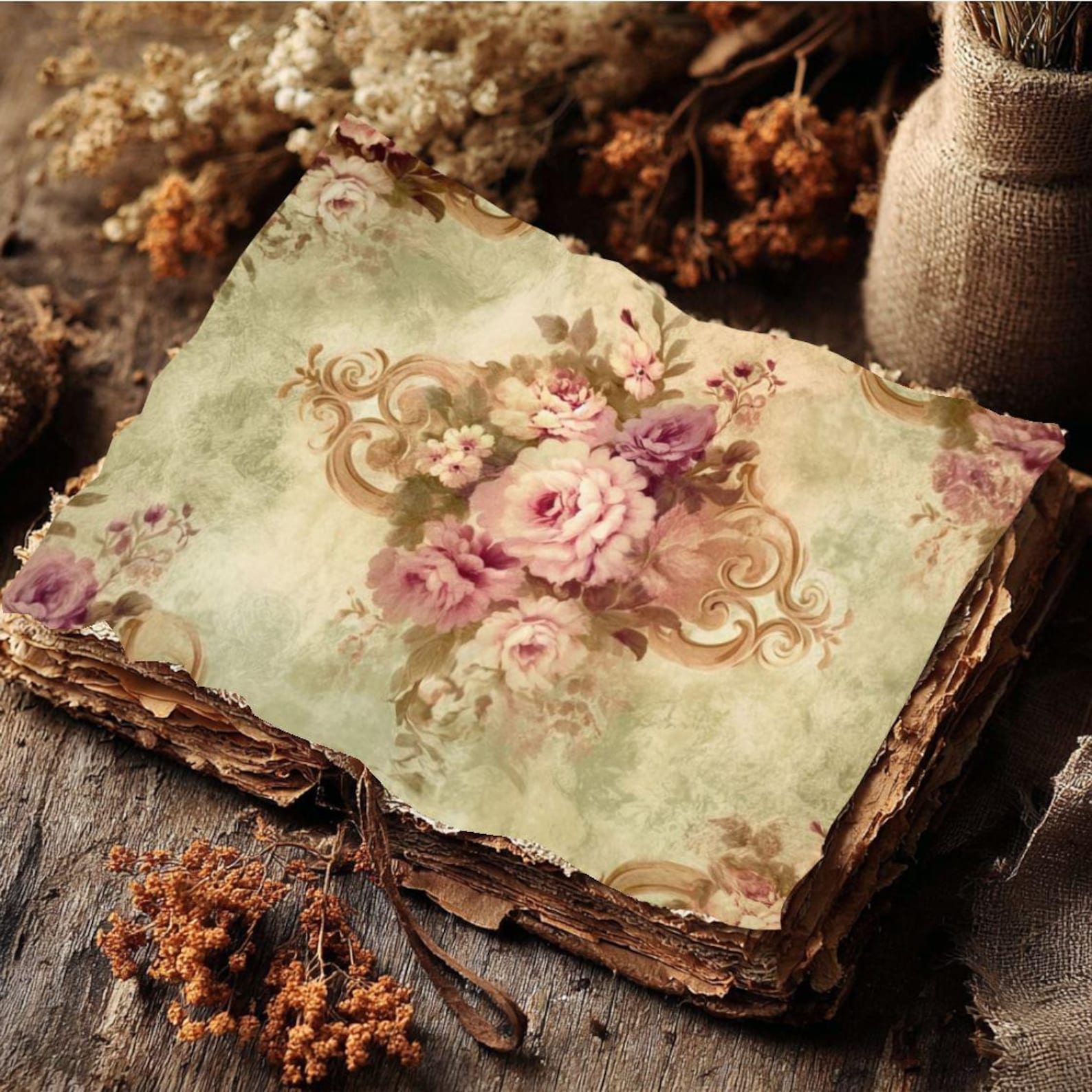 Shabby Vintage Floral Double Pages - Junk Journal Scrapbook Kit ...