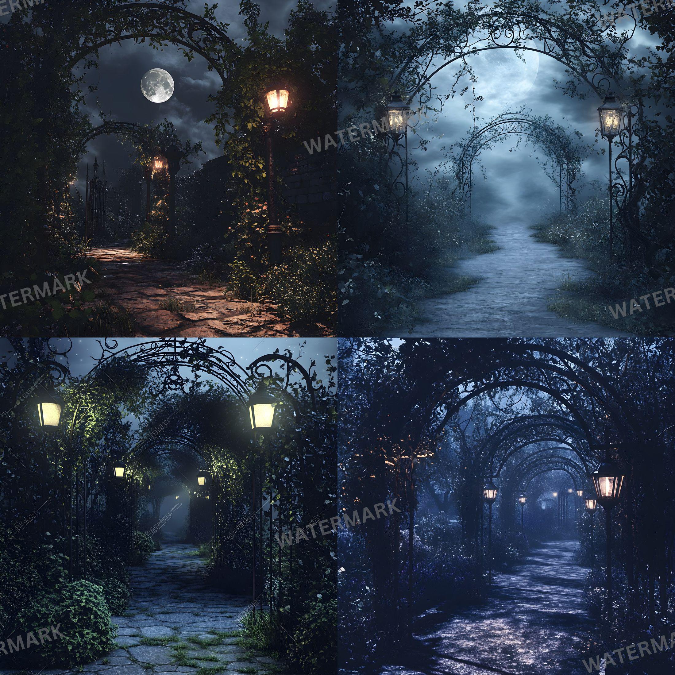 Moonlit Garden Photography Backdrop - 1x1 Digital Image for Studio ...