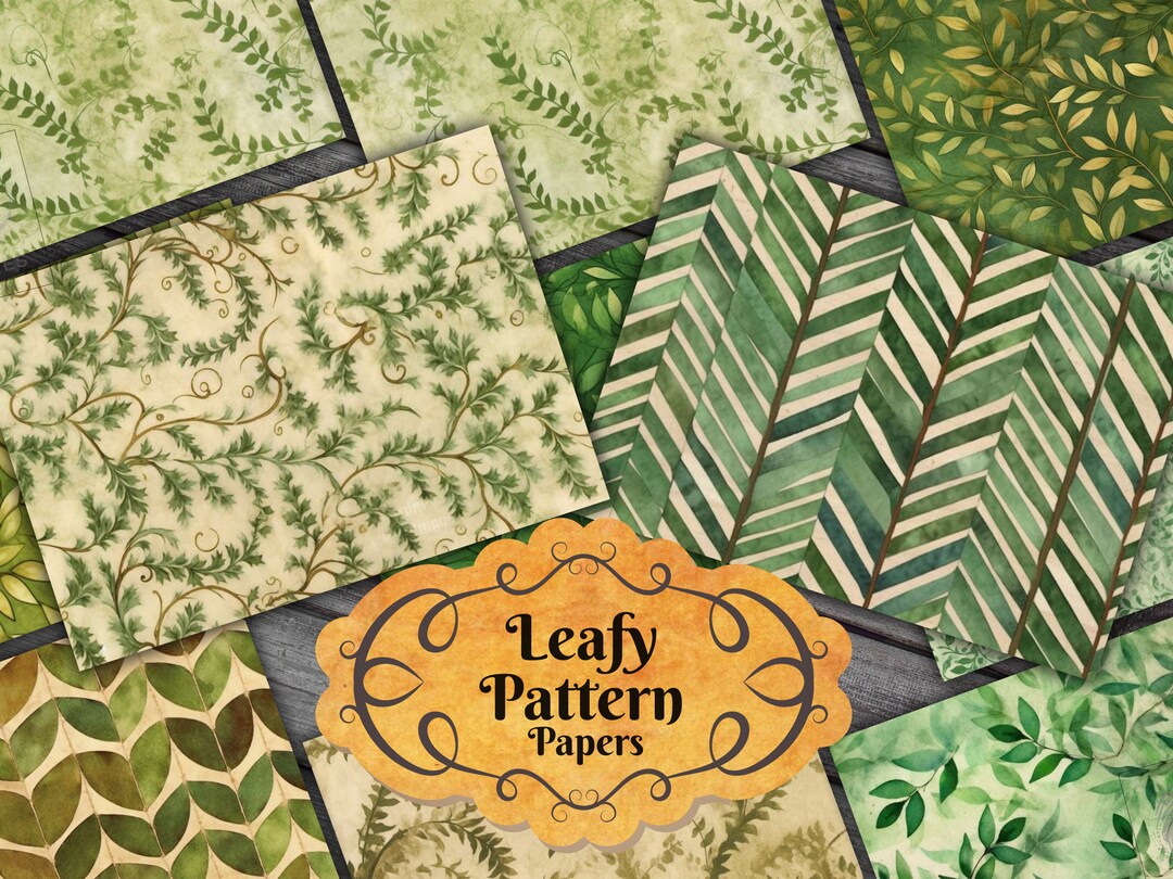 Plain Leafy Green Botanical Pages Junk Journal Pages Digital Download ...