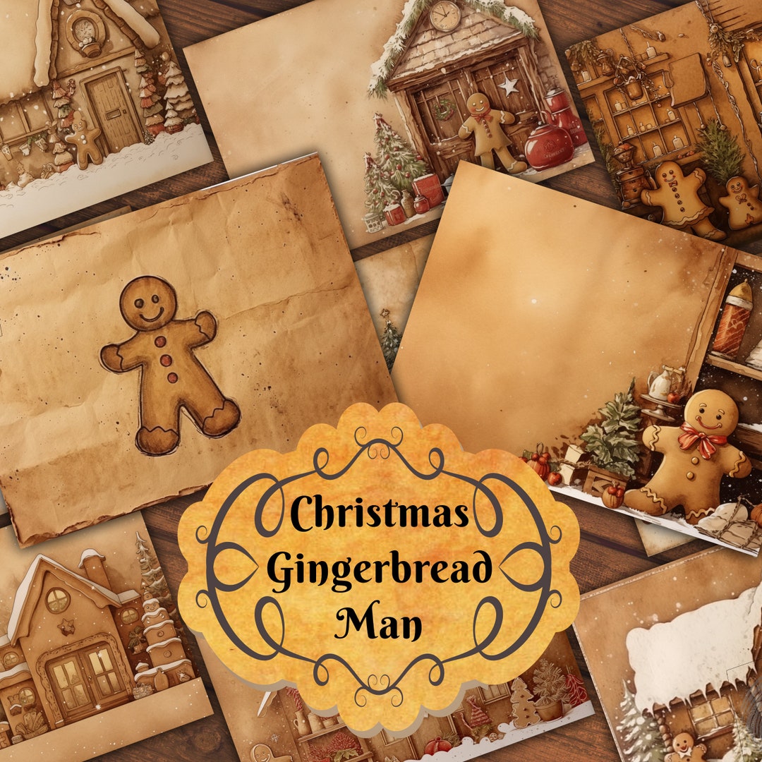 Christmas Gingerbread Man 12 Pages Junk Journal Kit, Festive Journal ...