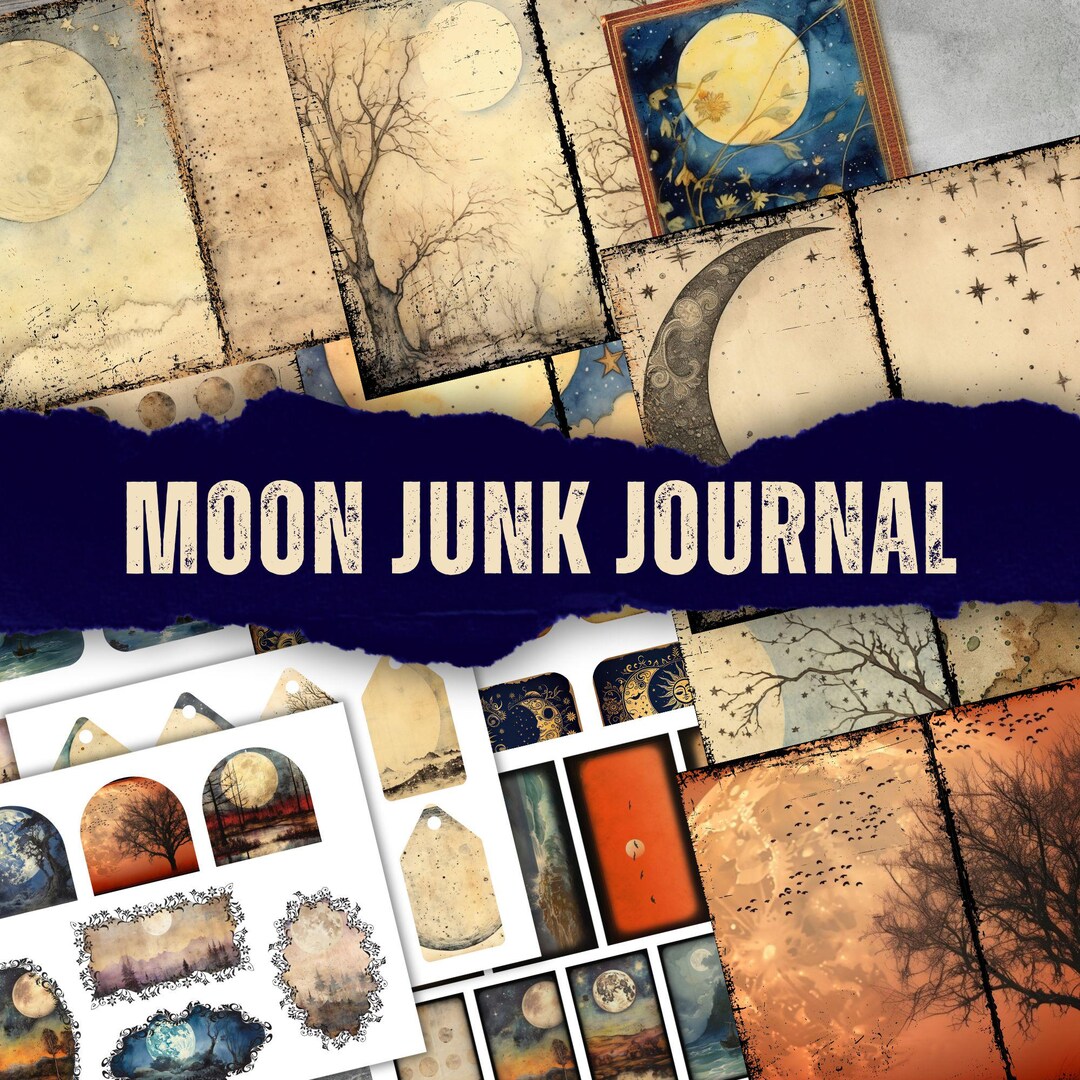 Moon Junk Journal Kit - US Letter Size 11"x8.5" - Moon & Celestial ...