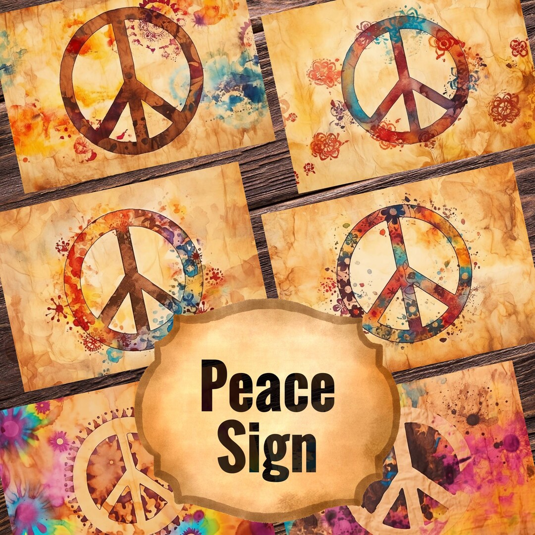 Peace Sign Junk Journal Papers Printable Journal Pages Peace Sign ...