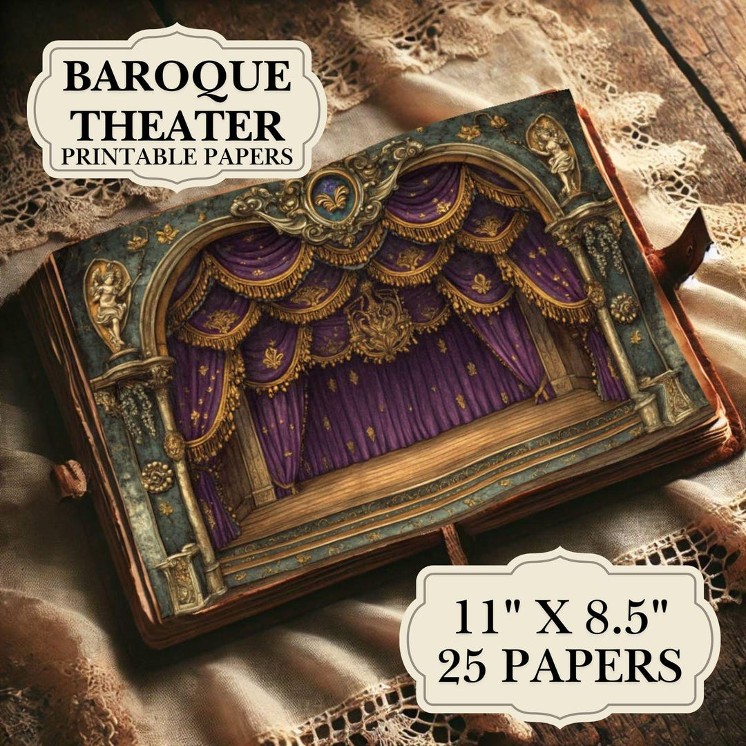 Baroque Theater Printable Papers | Vintage Theater Digital Backgrounds ...