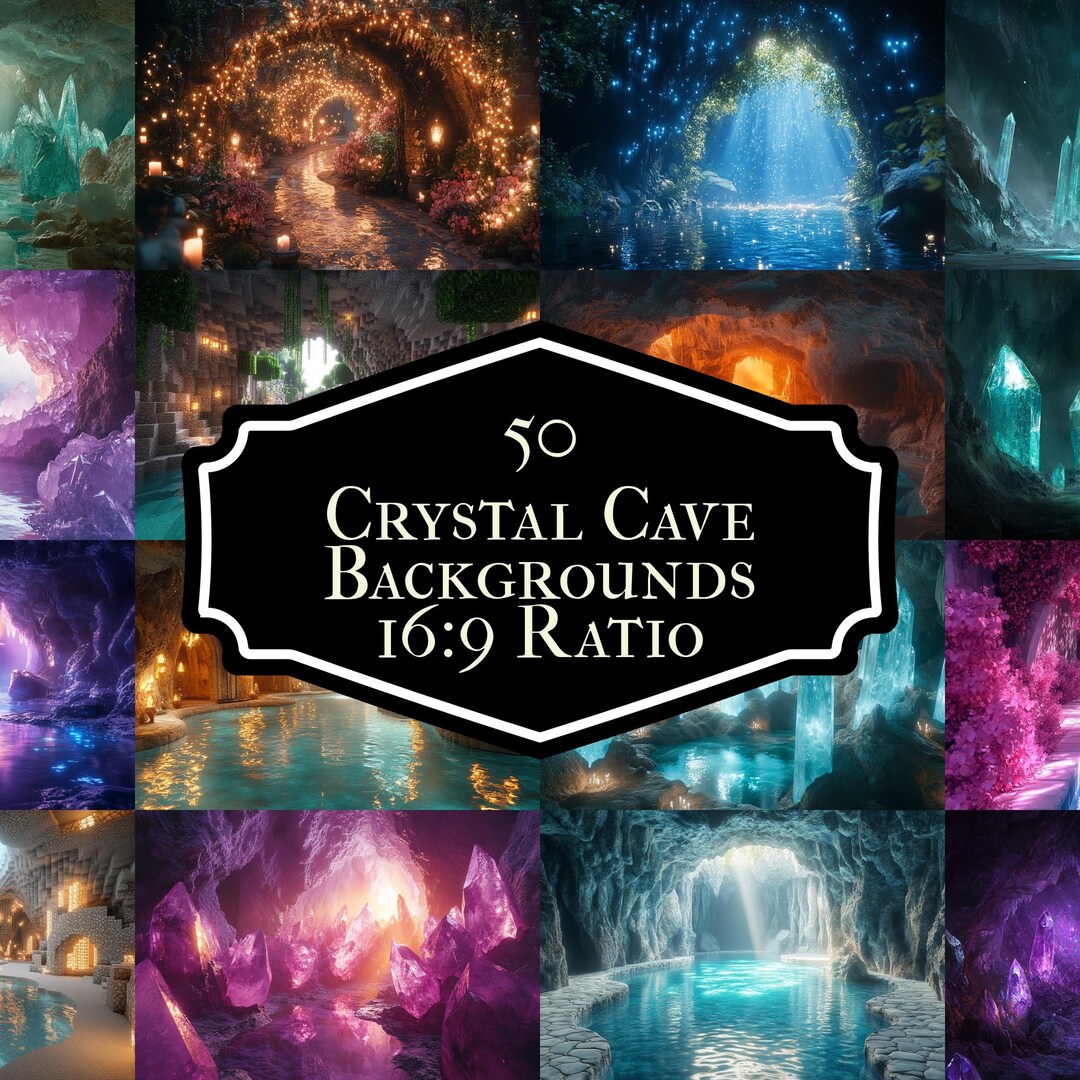 50 Crystal Cave Streaming Background, 16:9 Ratio. Sparkling Crystals ...