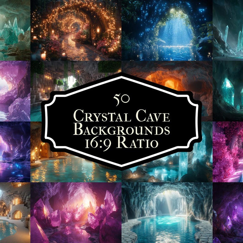 50 Crystal Cave Streaming Background, 16:9 Ratio. Sparkling Crystals ...